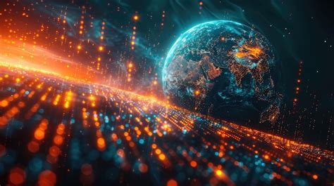 Abstract Binary Code Forming A Globe Shape Digital Communication