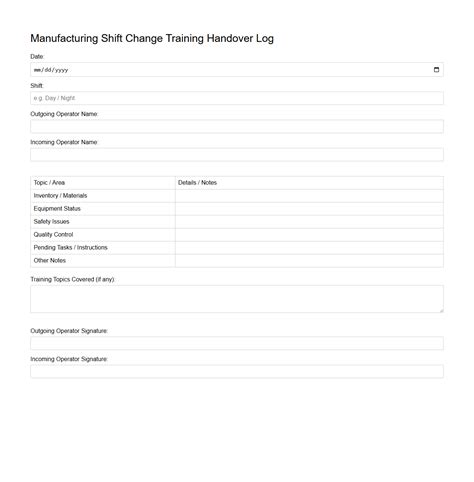 Comprehensive Operator Training Record Template For Manufacturing