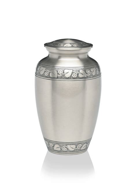 Brass Cremation Urn With Pewter Overlay And Bogati Jasmine© Border Des
