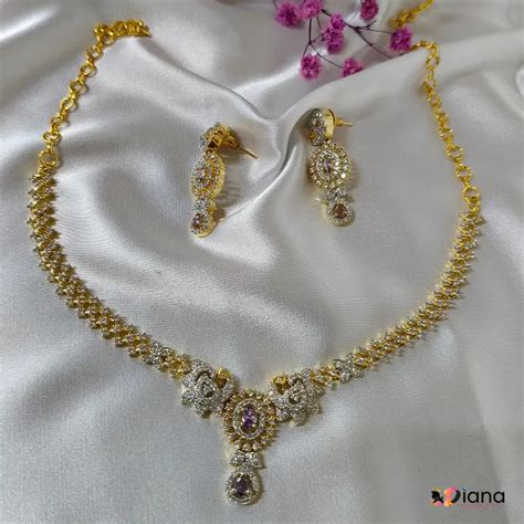 Diamond Replica Necklace Set Diana Fashion Premium Jewelry