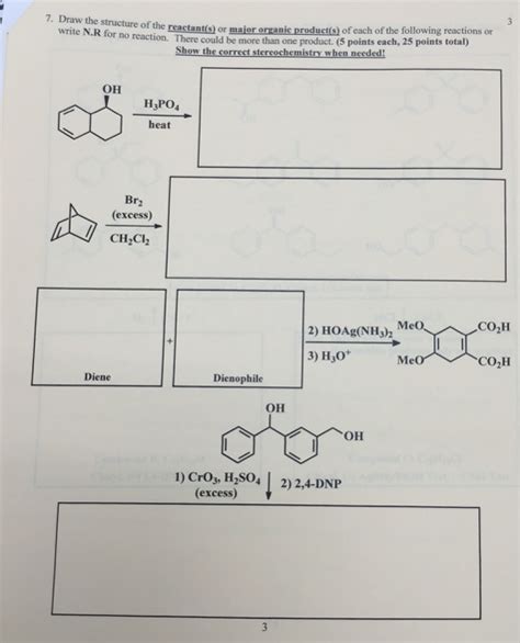 solved draw the structure of the reactant s or major