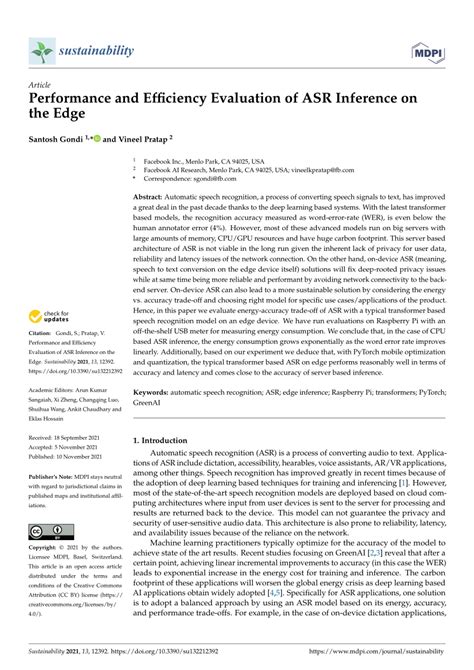 PDF Performance And Efficiency Evaluation Of ASR Inference On The Edge