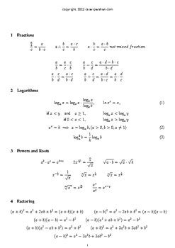 Precalculus And Algebra Formula Sheet By Avraham Parshan TPT