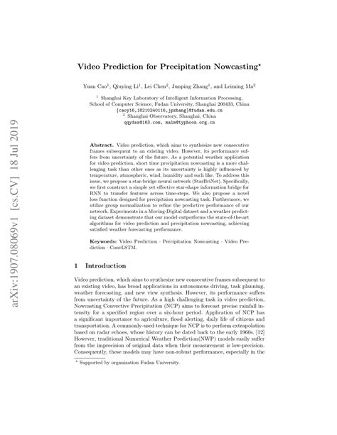 Pdf Video Prediction For Precipitation Nowcasting