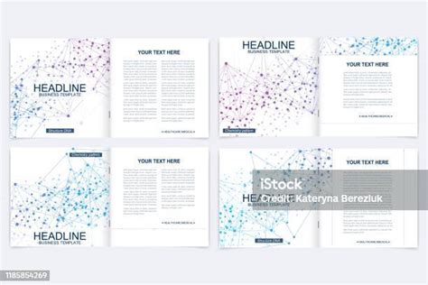 과학 템플릿 광장 브로셔 잡지 전단지 전단지 표지 소책자 연례 보고서 의료 기술 화학에 대한 과학적 개념 구조 분자 및 통신 Dna 원자 0명에 대한 스톡 벡터 아트 및