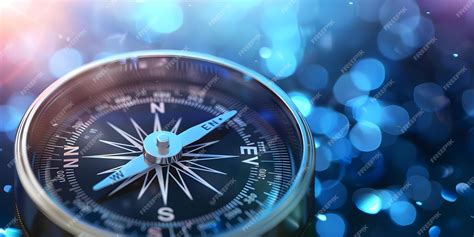 Modern Digital Compass On Blue Background Represents Advanced Online