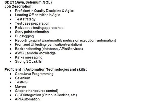 Anumesh Tiwari On Linkedin Hiring Sdet Onsite C2c W2 Sdet Kafka Selenium Sql Java Aws