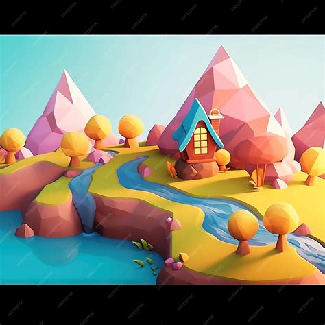 Premium Ai Image Low Poly Forest Flor Faunlets Ai Generated Low Poly
