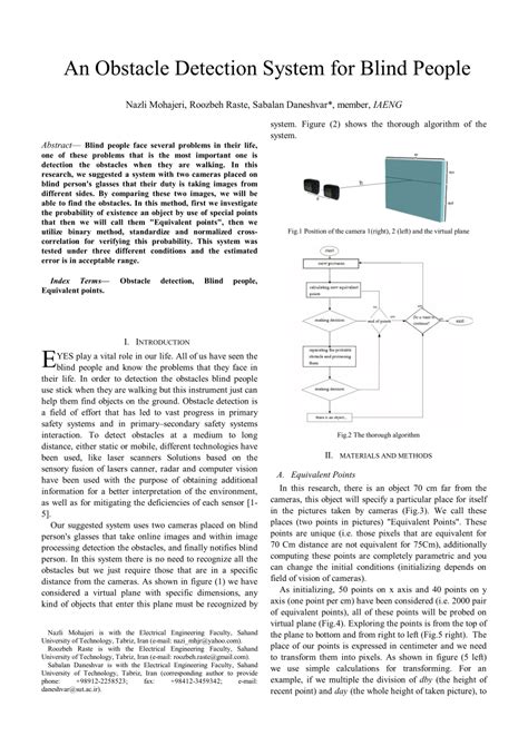 Pdf An Obstacle Detection System For Blind People