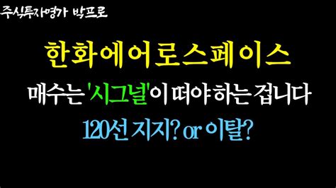 한화에어로스페이스 주가전망 매수는 시그널 떠야 하는 겁니다 120선 지지 Or 이탈 한화에어로스페이스 한화에어로스페이스주가전망 Youtube