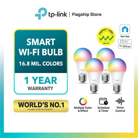 TP Link Smart Wi Fi LED Light Bulb Mil Colors Tapo L E E No Hub Required Google
