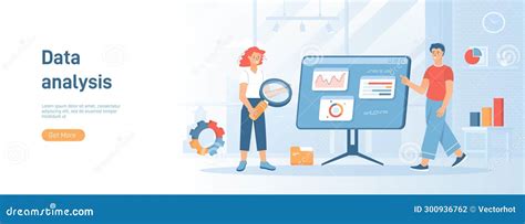 Data Analysis And Analytics Analysts Research Business Statistics On Charts Stock Illustration