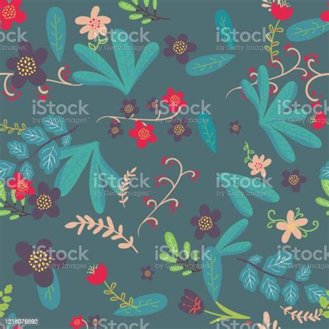 매끄러운 패턴 트렌디 한 잎 꽃 배경 벡터 일러스트레이션 낙서 스타일 손으로 그린 꽃 허브 벽지 패턴 채우기 웹 페이지 배경