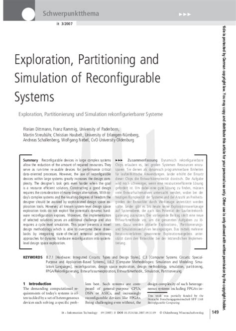 Pdf Exploration Partitioning And Simulation Of Reconfigurable Systems Exploration