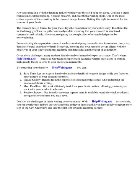 Research Design Format For Thesis Pdf