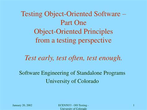 Ppt Testing Object Oriented Software Part One Object Oriented
