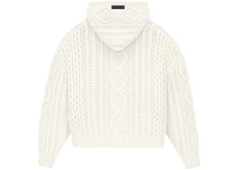 Fear Of God Essentials Cable Knit Hoodie Cloud Dancer Mens Fw23 Us