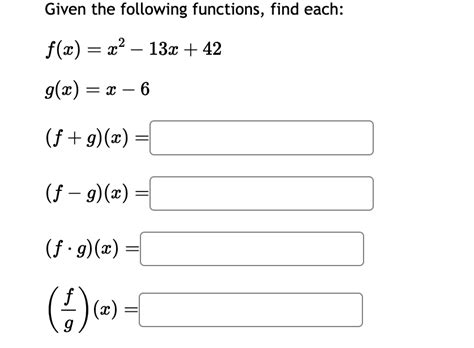 Solved Given The Following Functions Find Each Chegg