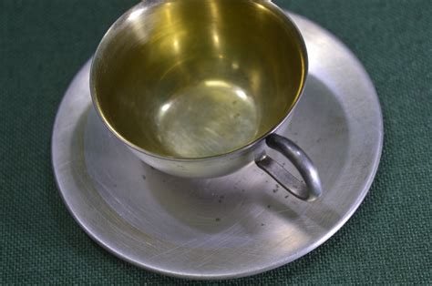 Купить Чашечка металлическая с блюдцем Металл клеймо ФС6 СССР в интернет аукционе Habartorg