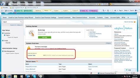 limits how do i see how many custom tabs have been created