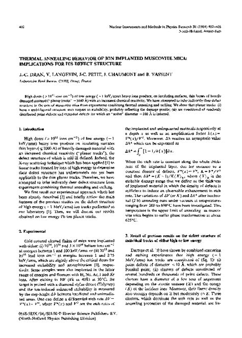 Thermal Annealing Behavior Of Ion Implanted Muscovite Mica