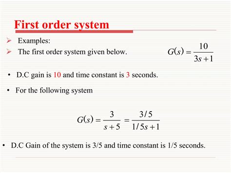 First And Second Order Of The Control Systems Ppt