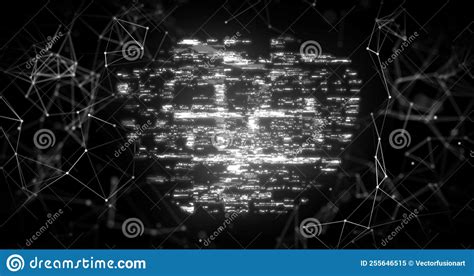 Fingerprint Scanner And Security Padlock Icon Against Network Of Connections Stock Illustration