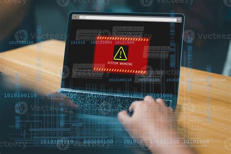 System Warning Alert Cyberattack On Computer Network Cybersecurity Vulnerability Data Breach