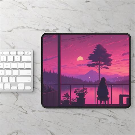 Lofi Mouse Pad Anime Night City Mousepad Anime Mouse Pad Gaming Mouse Pad Lofi Desk Mat