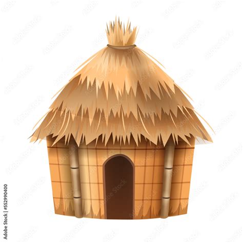 Bungalow Hut Vector African Thatched Nipa House Straw Village
