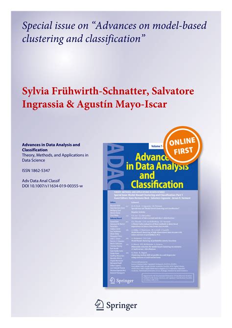 Pdf Special Issue On “advances On Model Based Clustering And Classification” Preface By The
