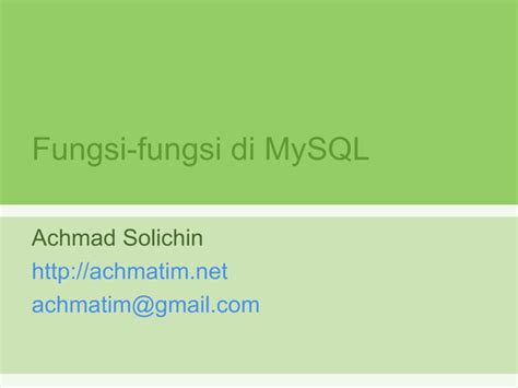 Fungsi Fungsi Di MySQL PPT