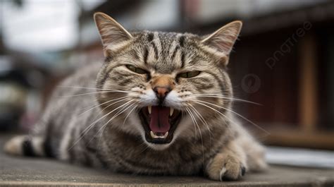 넓은 하품을 가진 매우 귀여운 태비 고양이 아칸베 혀를 내미는 고양이 고화질 사진 사진 배경 일러스트 및 사진 무료 다운로드 Pngtree