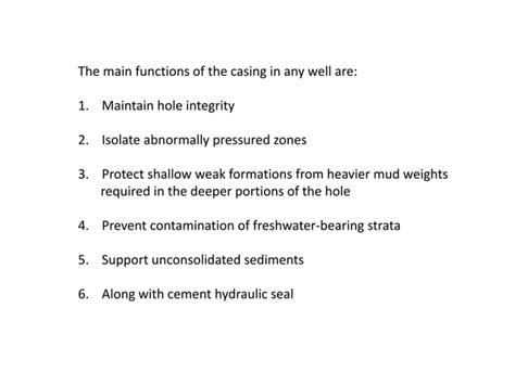 Casing Types Casing Seating Depth And Casing Design Ppt