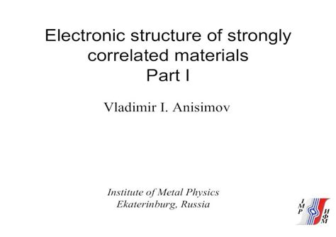 Pdf Electronic Structure Of Strongly Correlated Materials Dokumentips