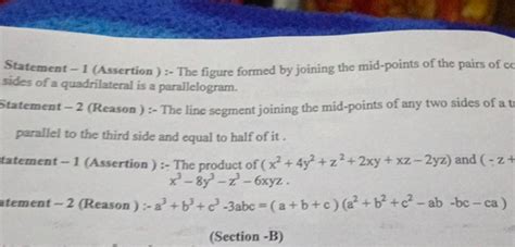 statement 1 assertion the figure formed by joining the mid points