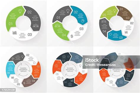 벡터 원형 화살표 인포그래픽 설정합니다 형판 주기 도표 그래프 원형에 대한 스톡 벡터 아트 및 기타 이미지 원형 순서도 인포그래픽 Istock