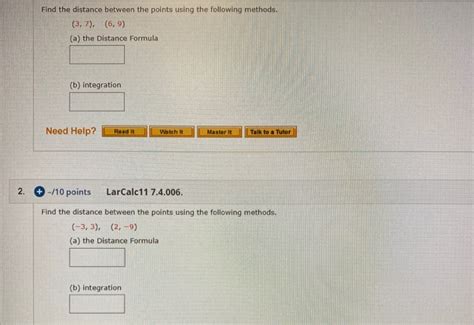 Solved Find The Distance Between The Points Using The