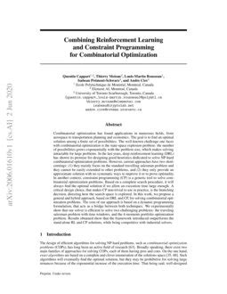 Combining Reinforcement Learning And Constraint Programming For
