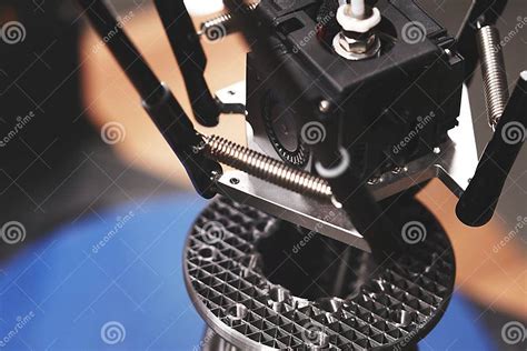 Fdm 3d Printer Based On Delta Kinematics Prints A Complex Flange Part From Silver Grey Material