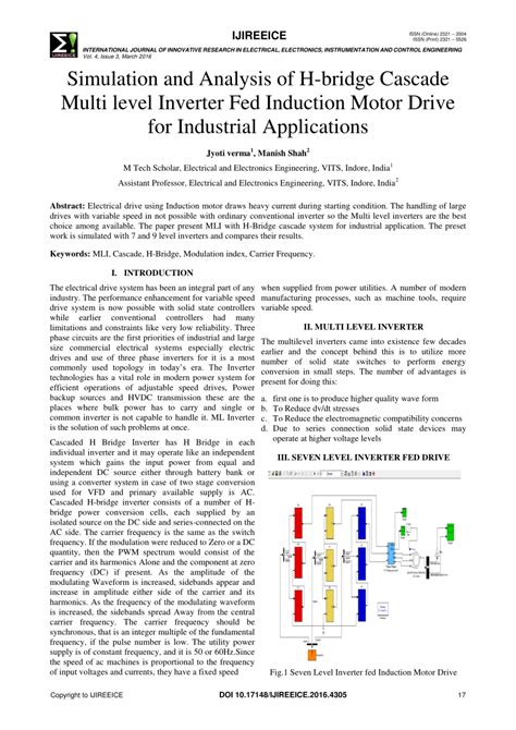 Pdf Simulation And Analysis Of H Bridge Cascade Multi Level Inverter