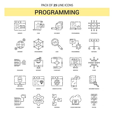 Premium Vector Programming Line Icon Set Dashed Outline Style