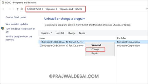Repair Microsoft ODBC Driver For SQL Server Prajwal Desai