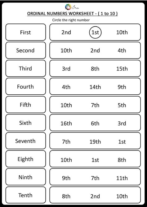Free Downloadable Ordinal Numbers English Worksheets For — Db