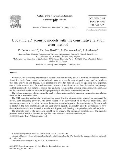 Pdf Updating 2d Acoustic Models With The Constitutive Relation Error Method Dokumentips