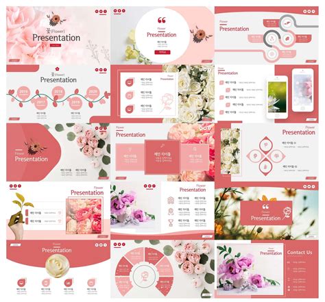 예쁜 꽃 Ppt 템플릿 핑크 색 조합 배경 다운로드 Ppt 템플릿 스토어 디자인킵