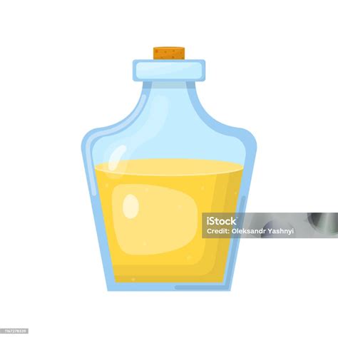 흰색 배경에 고립 된 노란색 액체와 병에 마법의 물약 화학 적 또는 연금술 비약 모든 디자인에 대한 벡터 그림입니다 개념에 대한 스톡 벡터 아트 및 기타 이미지 Istock
