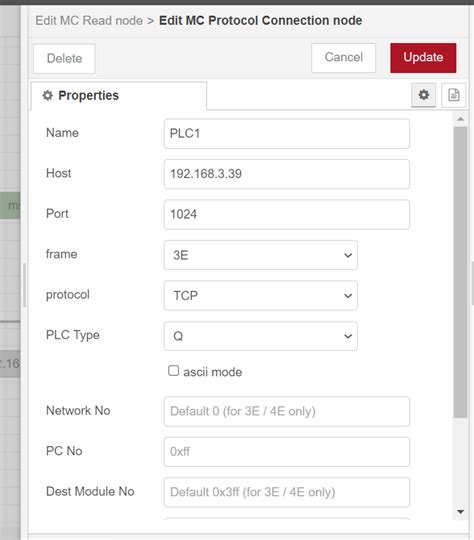 Mitsubishi Mc Protocol Read Node Not Connected Or Timeout Industrial Node Red Forum