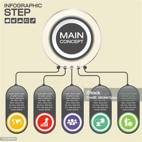 비즈니스 데이터 프로세스 차트입니다 단계 옵션 부품 또는 프로세스가 있는 다이어그램 프레젠테이션을 위한 비즈니스 템플릿입니다 그래프의 추상적인 요소 인포 그래픽에 대 한