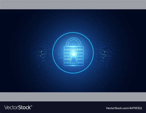 Abstract Cyber Security With Padlock Blue Circle Vector Image